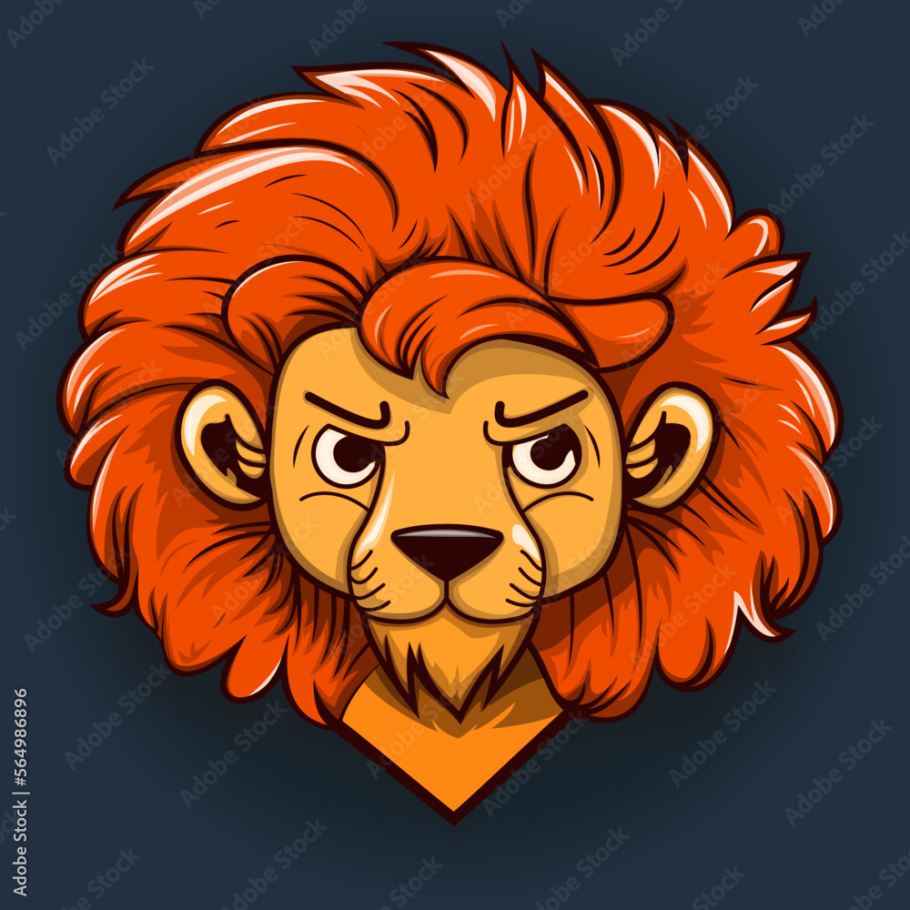 Cute Lion Head. Young Lion Face. Cartoon Character Emoticon Emoji ...