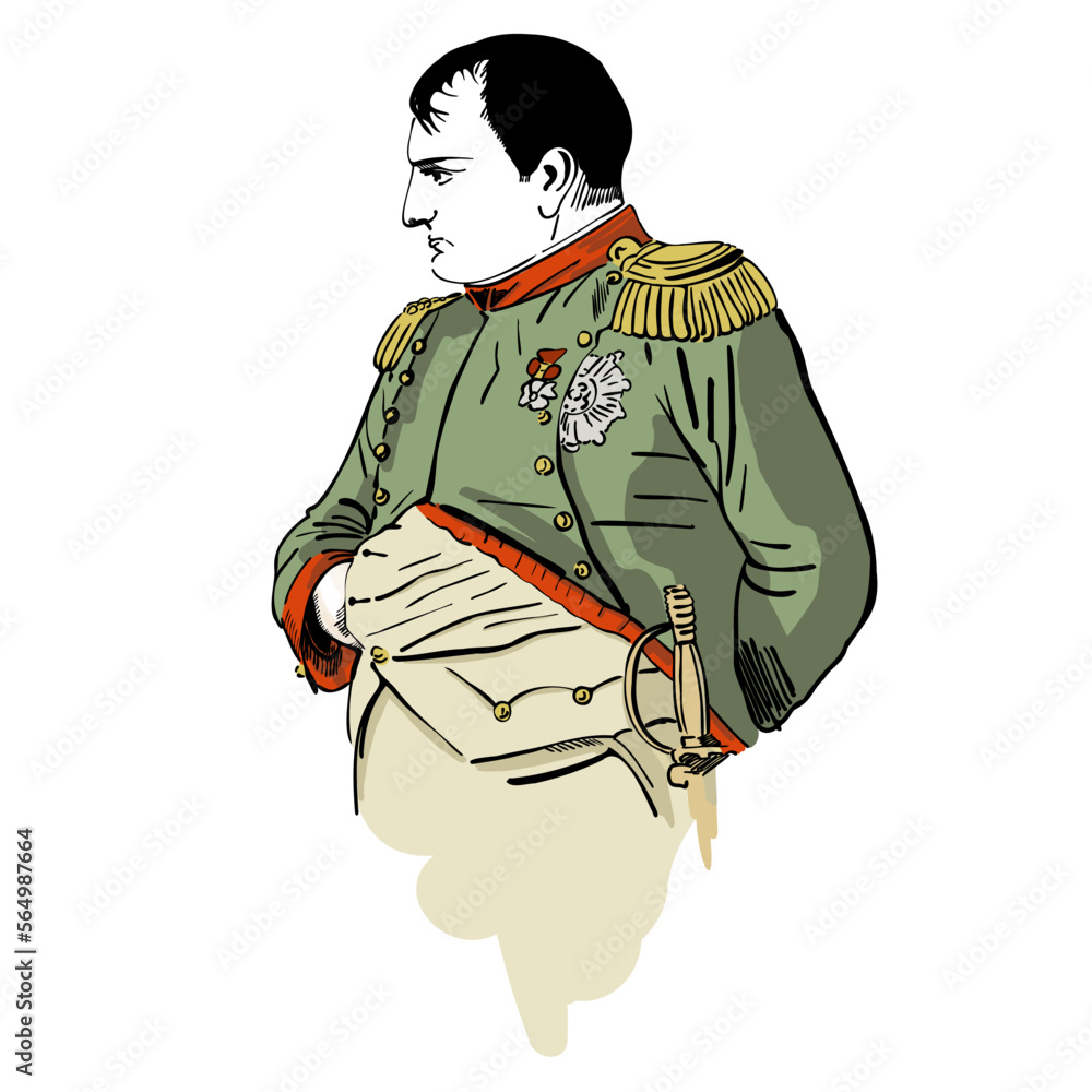 Napoleon Bonaparte, portrait French emperor, vector illustration ...