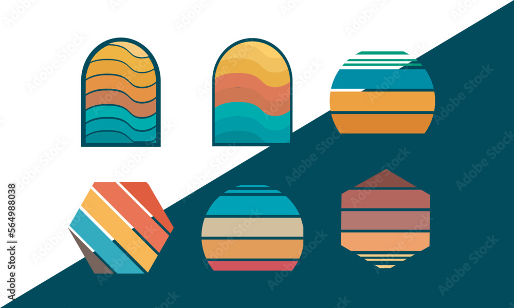 Retro Sun Vector Collection for Printing; Vintage Shapes for Shirts and ...