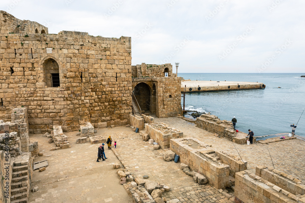 Ruins of the Crusaders Castle in Sidon. Sidon Sea Castle in Saida ...