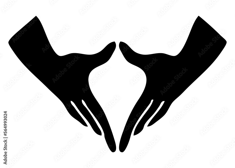 Icono feminismo. Silueta aislada de 2 manos formando un símbolo ...