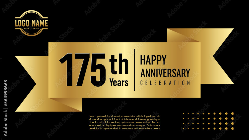175 year anniversary. Anniversary template design concept with golden ribbon for anniversary ...
