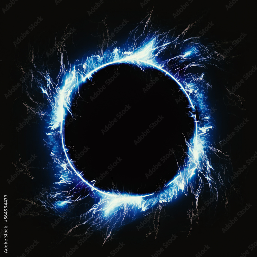 Blue lightning Circle with Glow. Modern Round Frame with Empty Space ...