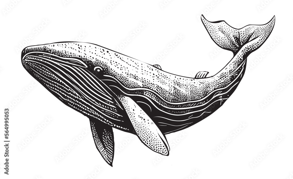 Whale sketch hand drawn in doodle style Vector illustration Stock ...