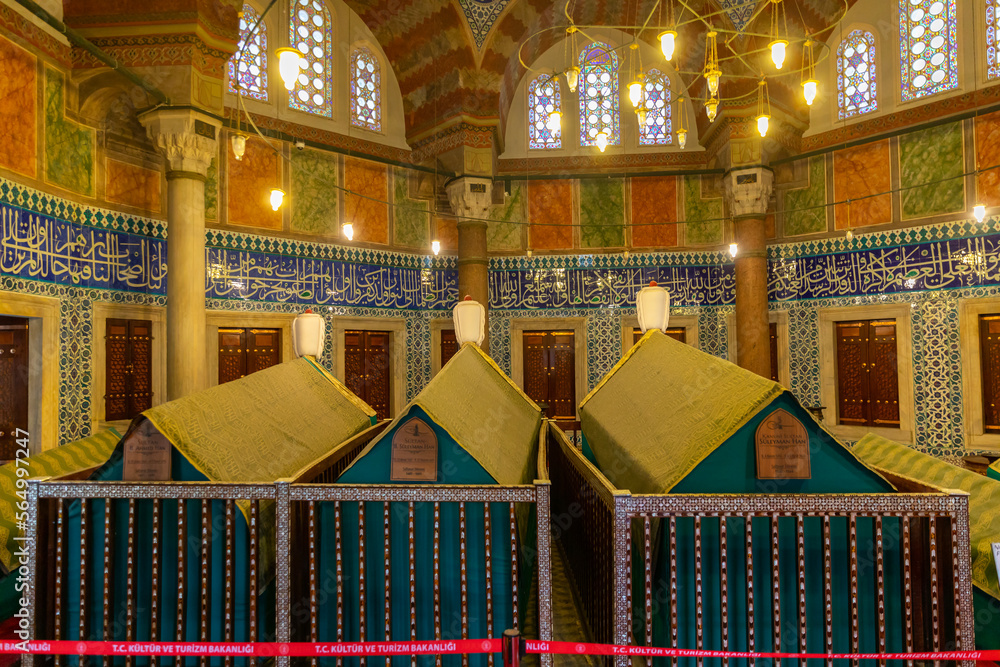 Tomb of the legendary turkish sultan Suleyman inside his turbe located ...