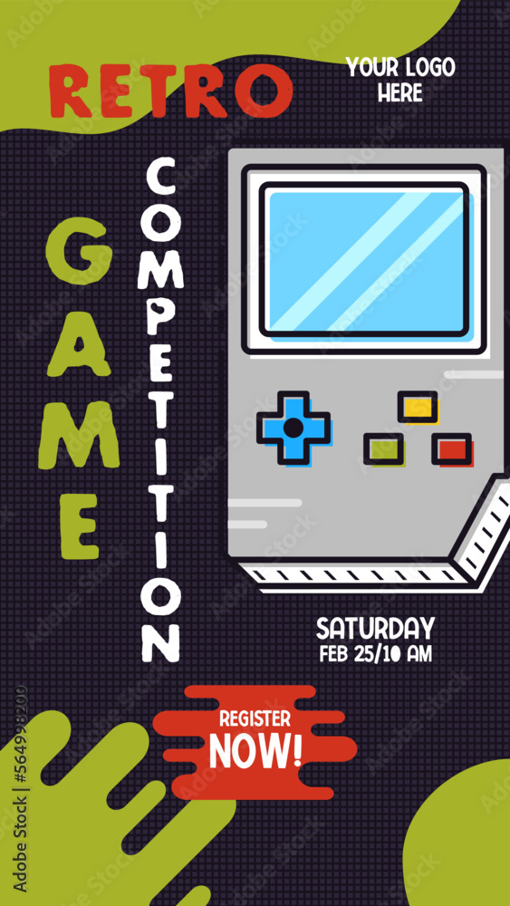 Social media stories template. Retro Gaming desin with vintage game ...