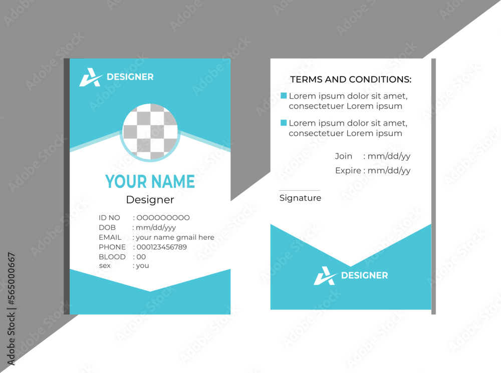 simple employee business name card template vector. Id Card Layout with ...