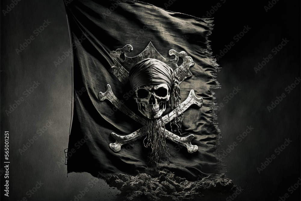 Tridimensional pirate flag Generative AI Stock Illustration | Adobe Stock