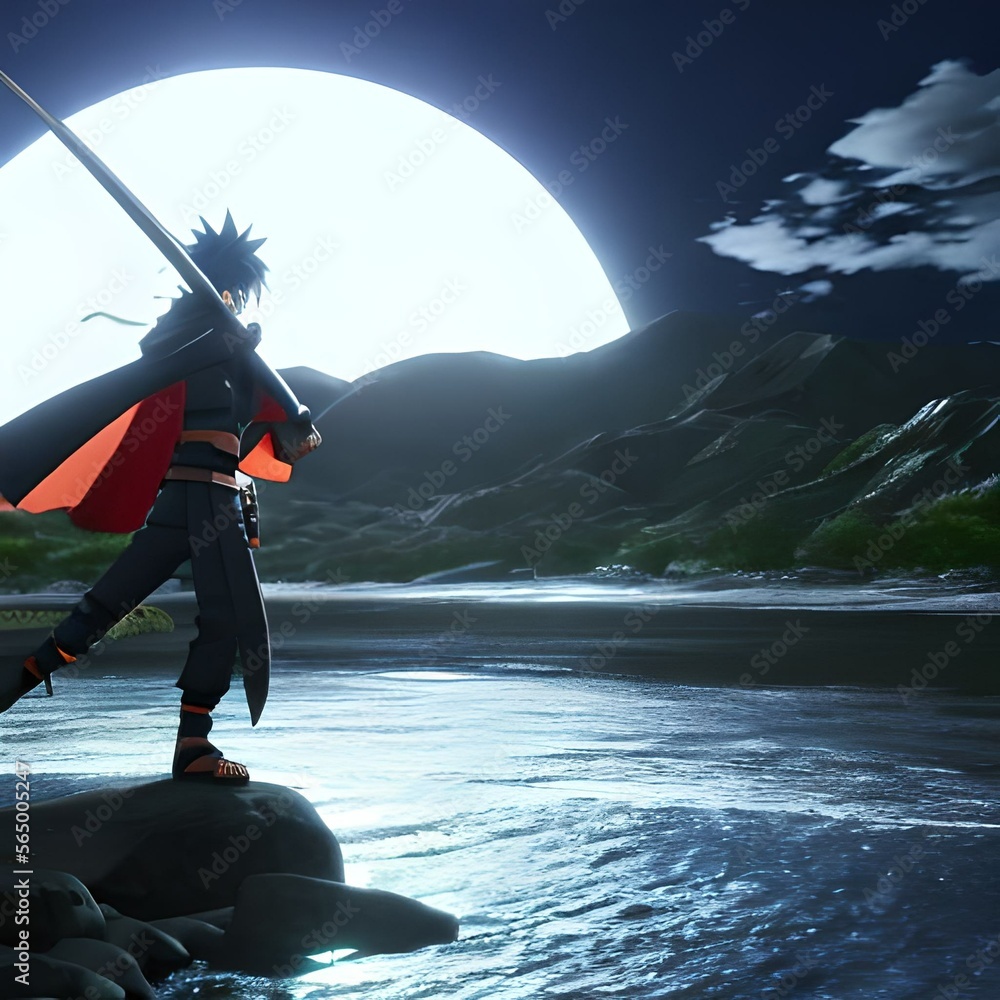 Ninja 4k, night time, moon, unreal engine, cinematic lighting Image ...