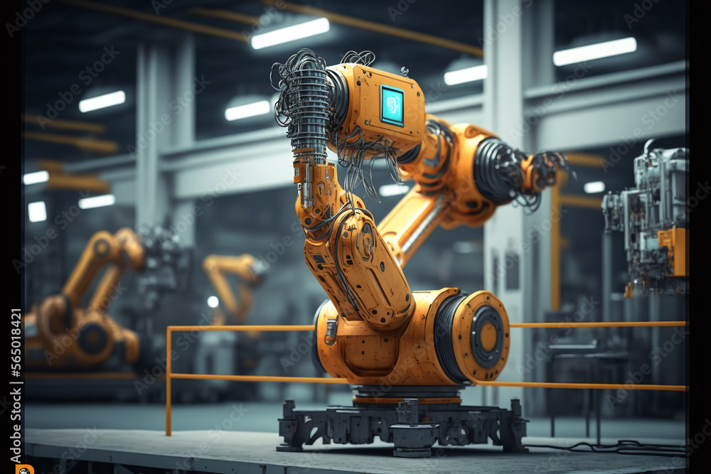 AI computer technology smart factory, industry 4.0, M2M computer aided ...