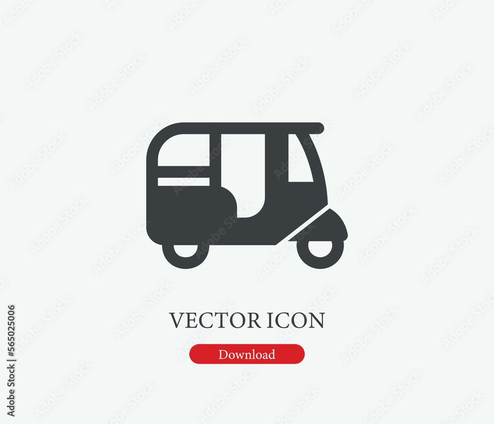 Auto rickshaw vector icon. Editable stroke. Symbol in Line Art Style ...