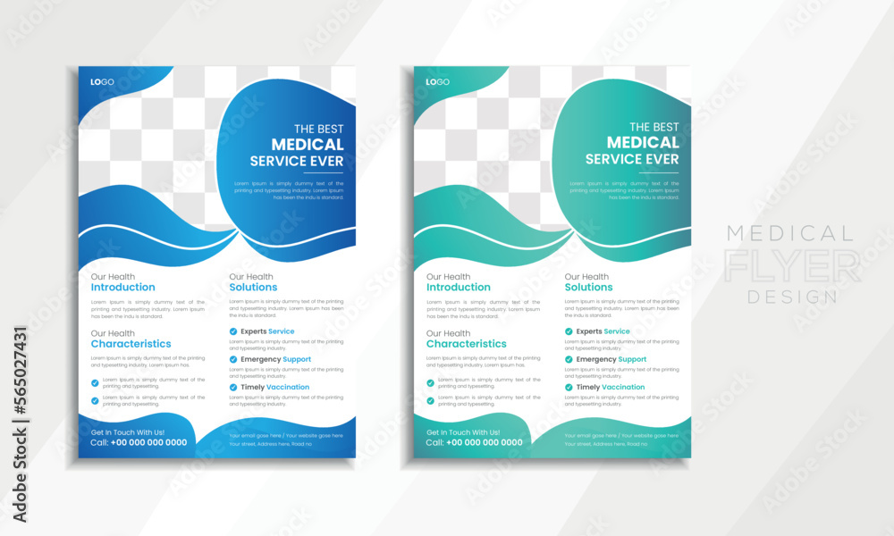 Healthcare flyer template design for a report and medical brochure ...