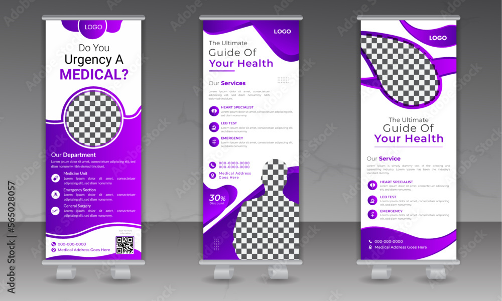 Medical Roll Up Banner Design. Creative Abstract Shape, Advertising of ...