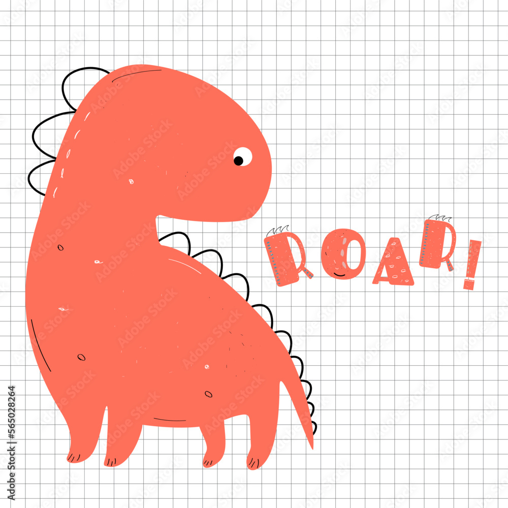 Vector. Dino. Roar. Hand-drawn lettering dino screams roar ...