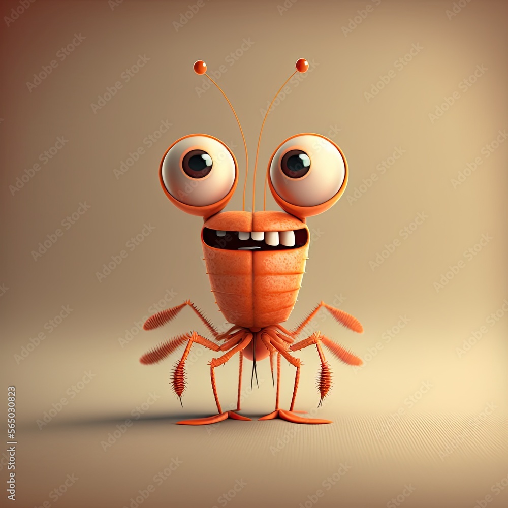 Cute Cartoon Shrimp Character (Generative AI) Stock Illustration ...