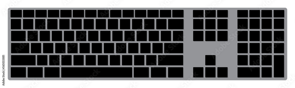Modern grey laptop Bluetooth keyboard isolated on transparent ...