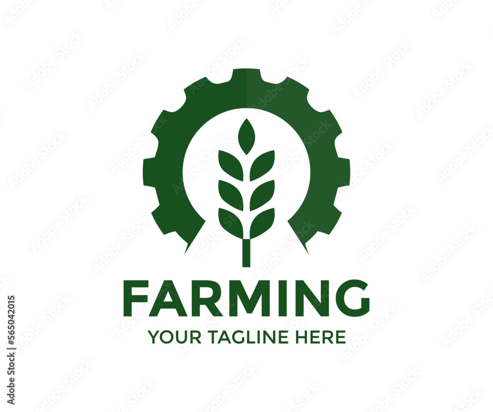 Farming Industry. Agriculture symbol with ears of wheat on an ...