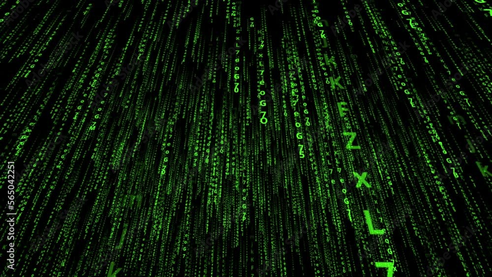 Looping Matrix style Cyrillic alphabet code rain effect. lightness to ...