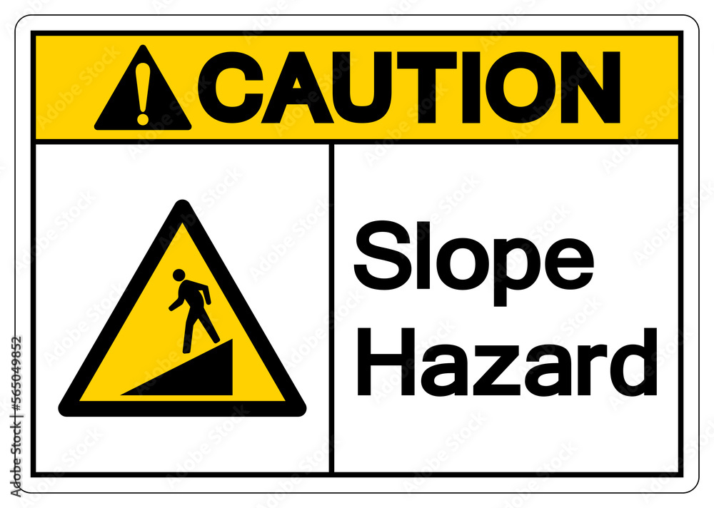 Caution Slope Hazard Symbol Sign,Vector Illustration, Isolate On White ...