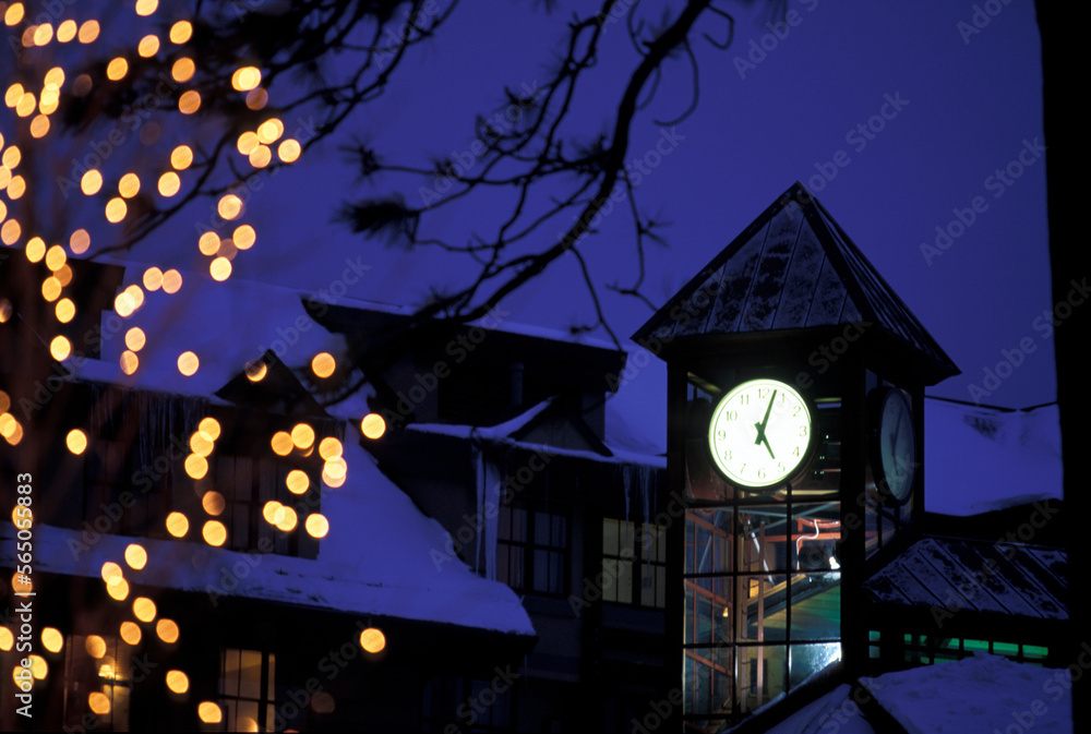 Clock tower at night. Stock Photo | Adobe Stock