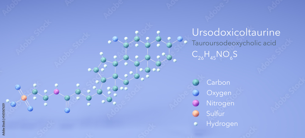 tauroursodeoxycholic acid molecule, molecular structures, taurursodiol ...
