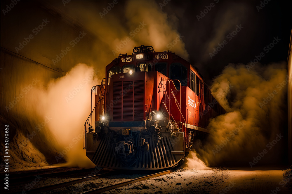 Diesel locomotive in a coal mine underground. Mineral resources for ...
