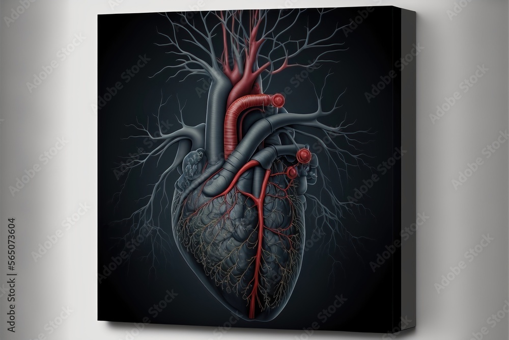 The Heart and its System: A Dark Gray Background Illustration of the ...