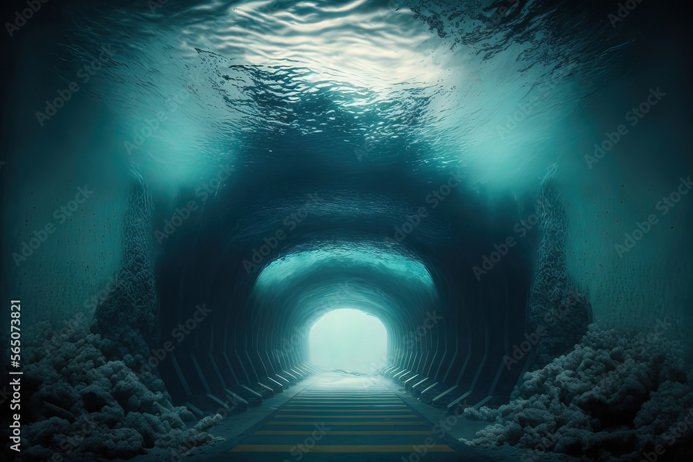 Seascape, underwater tunnel, sea wave, glass underwater passage ...