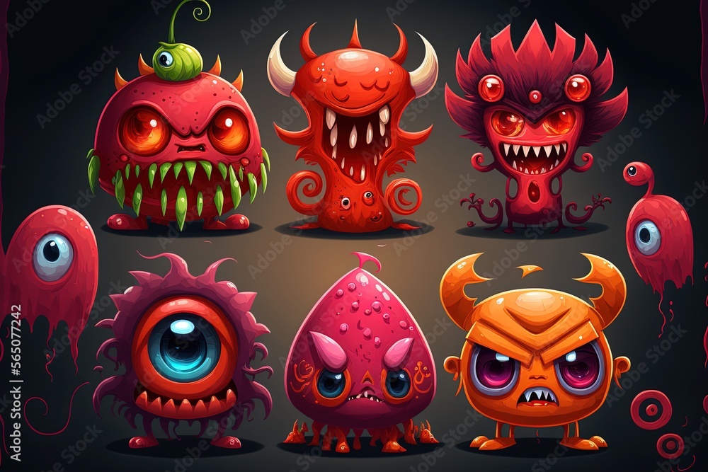 2d game monsters characters.generative ai Stock Illustration | Adobe Stock