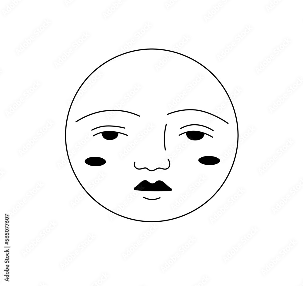 Vector isolated one round circle face features eyes nose lips cheeks ...
