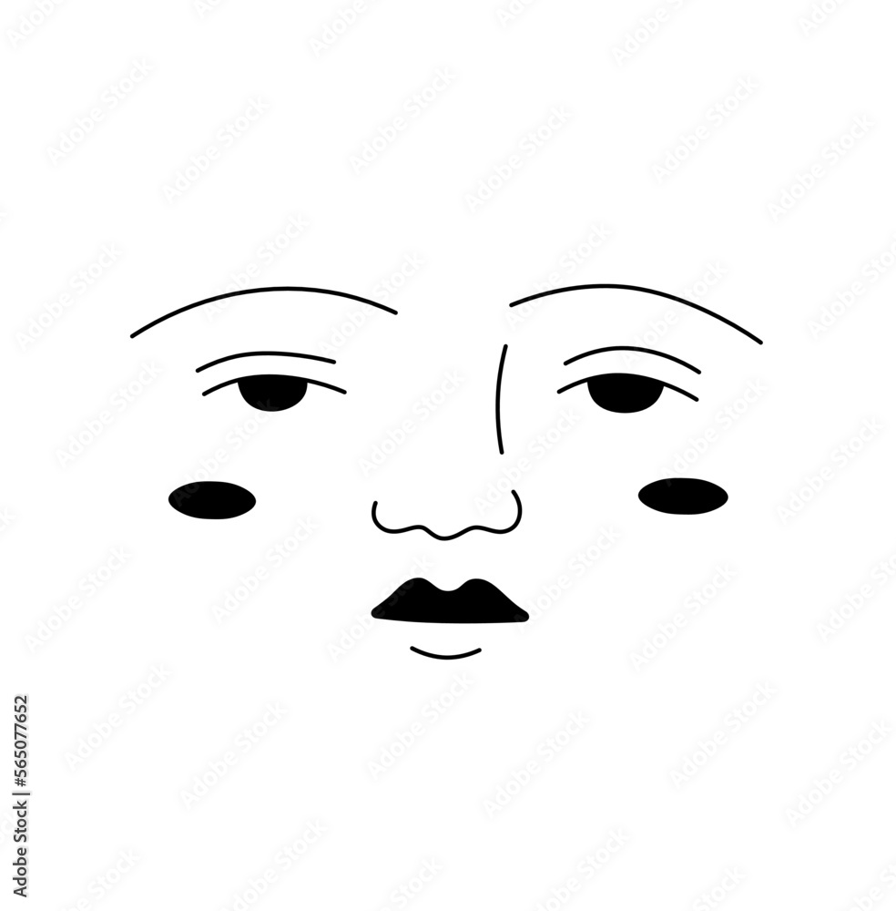 Vector isolated one person stick figure face features eyes nose lips ...