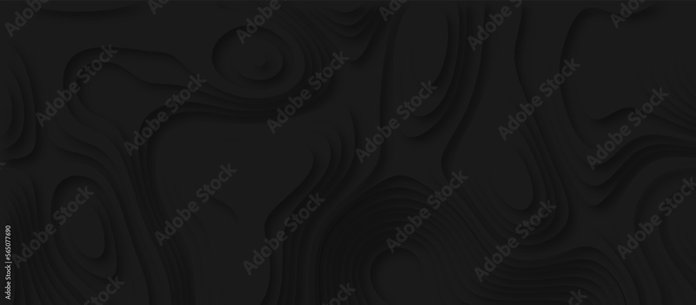 Abstract black background with paper cut out layers. Vector ...