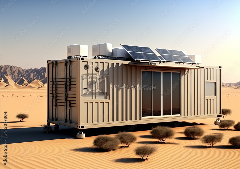 modern industry exterior style house in forest, made from converted ...