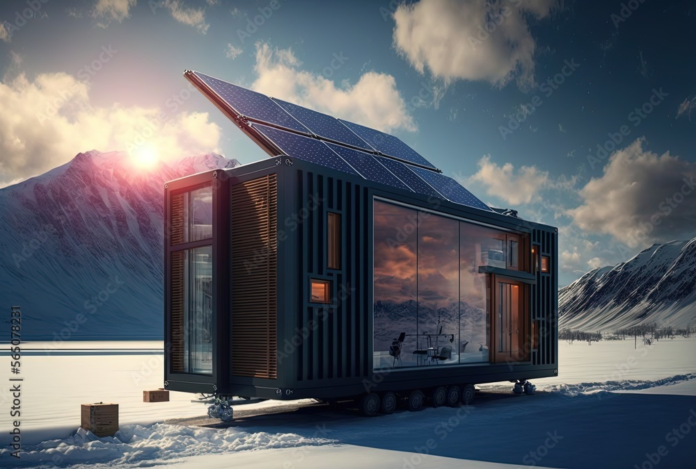 modern industry exterior style shipping container house has solar panel ...