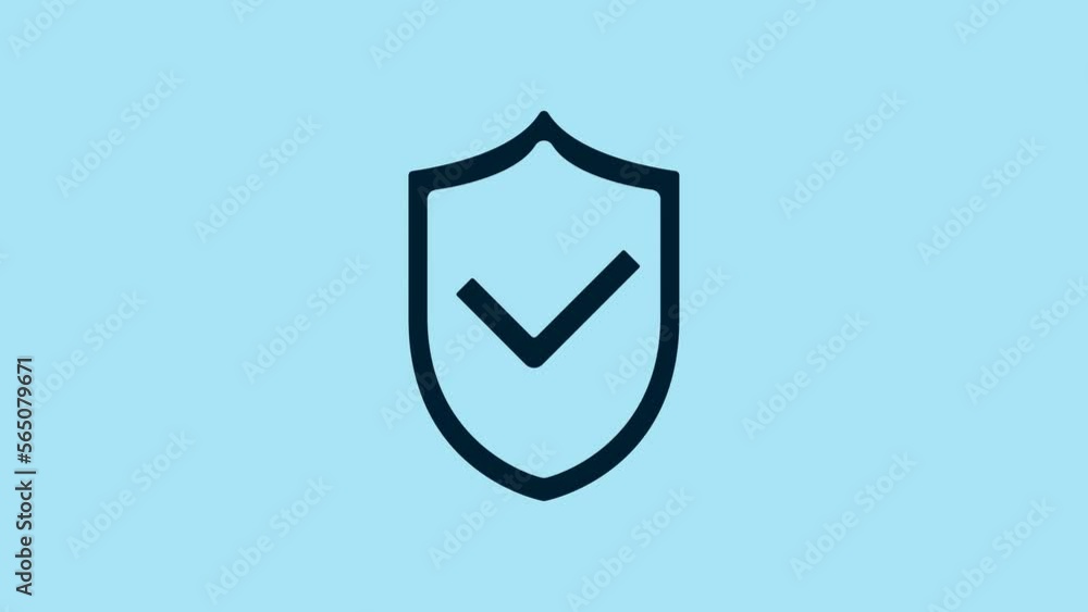 Blue Shield with check mark icon isolated on blue background ...