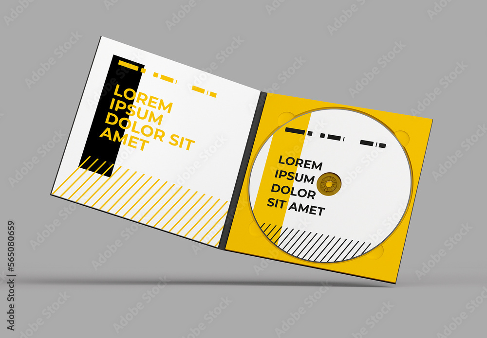 Floating Open CD Cover Mockup Stock Template | Adobe Stock