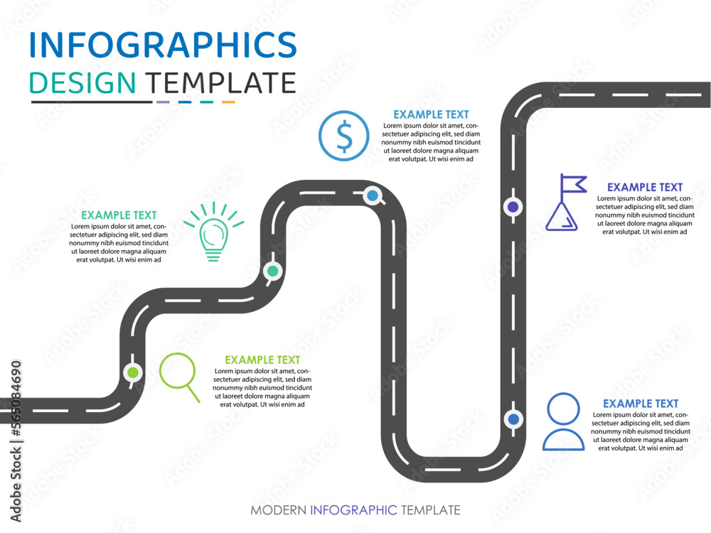 Timeline Creator infographic template. 5 Step timeline journey ...