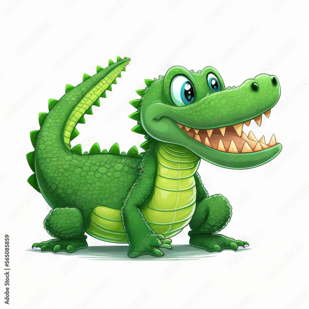 a cartoon alligator with a big smile on his face and teeth, standing ...
