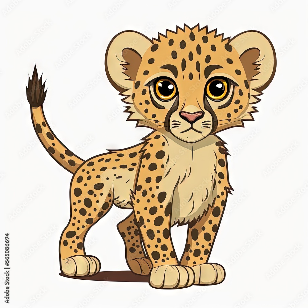 a cartoon cheetah standing on one leg and looking at the camera with a ...