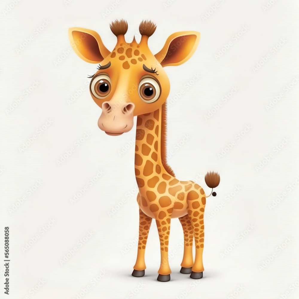 a cartoon giraffe with a surprised look on its face and nose, standing ...