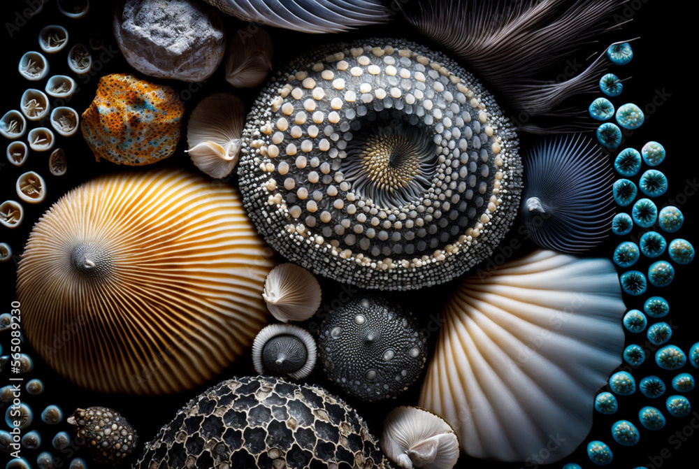 abstract texture of seashell fish scales moss kelp snake skin nautilus ...