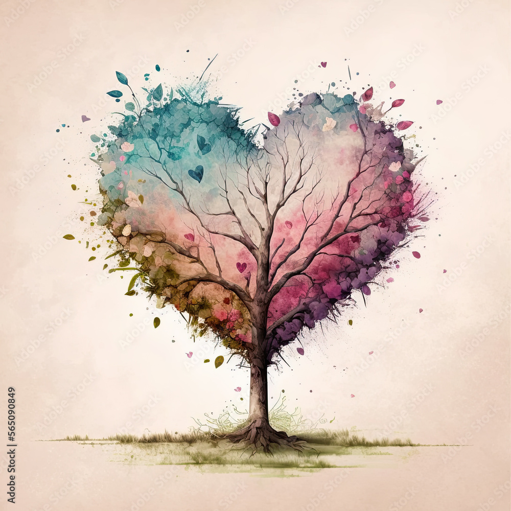 ภาพประกอบสต็อก The Tree of love. Heart tree. Symbol of love. Heart ...