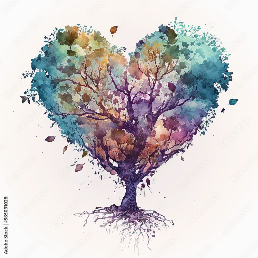 ภาพประกอบสต็อก The Tree of love. Heart tree. Symbol of love. Heart ...
