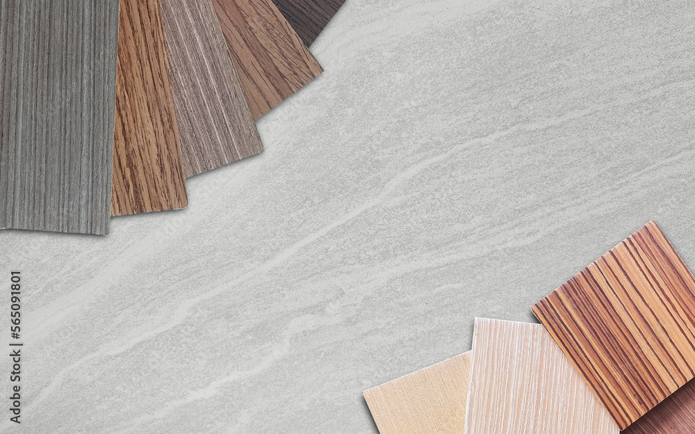 many wooden samples for interior renovation including wooden veneer and ...