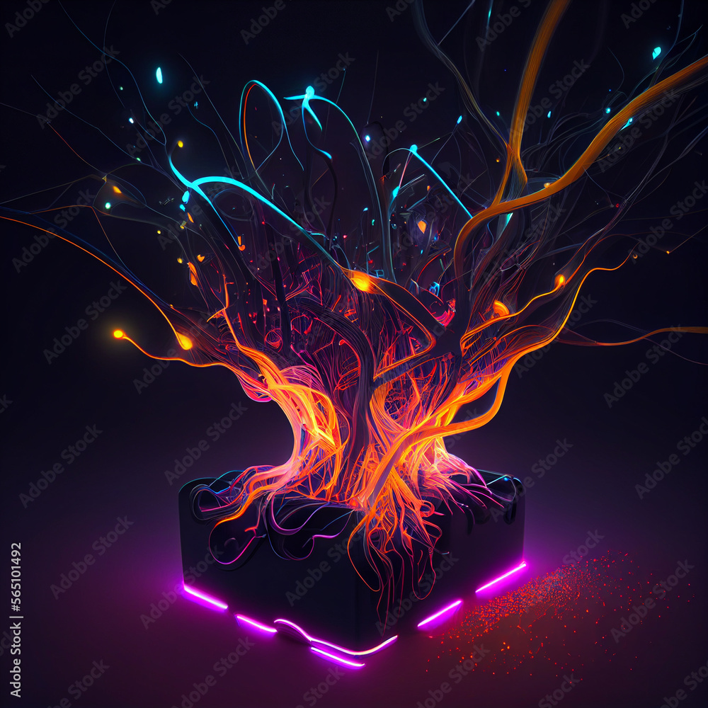 Artificial Intelligence microchip and neural connections Generated ...