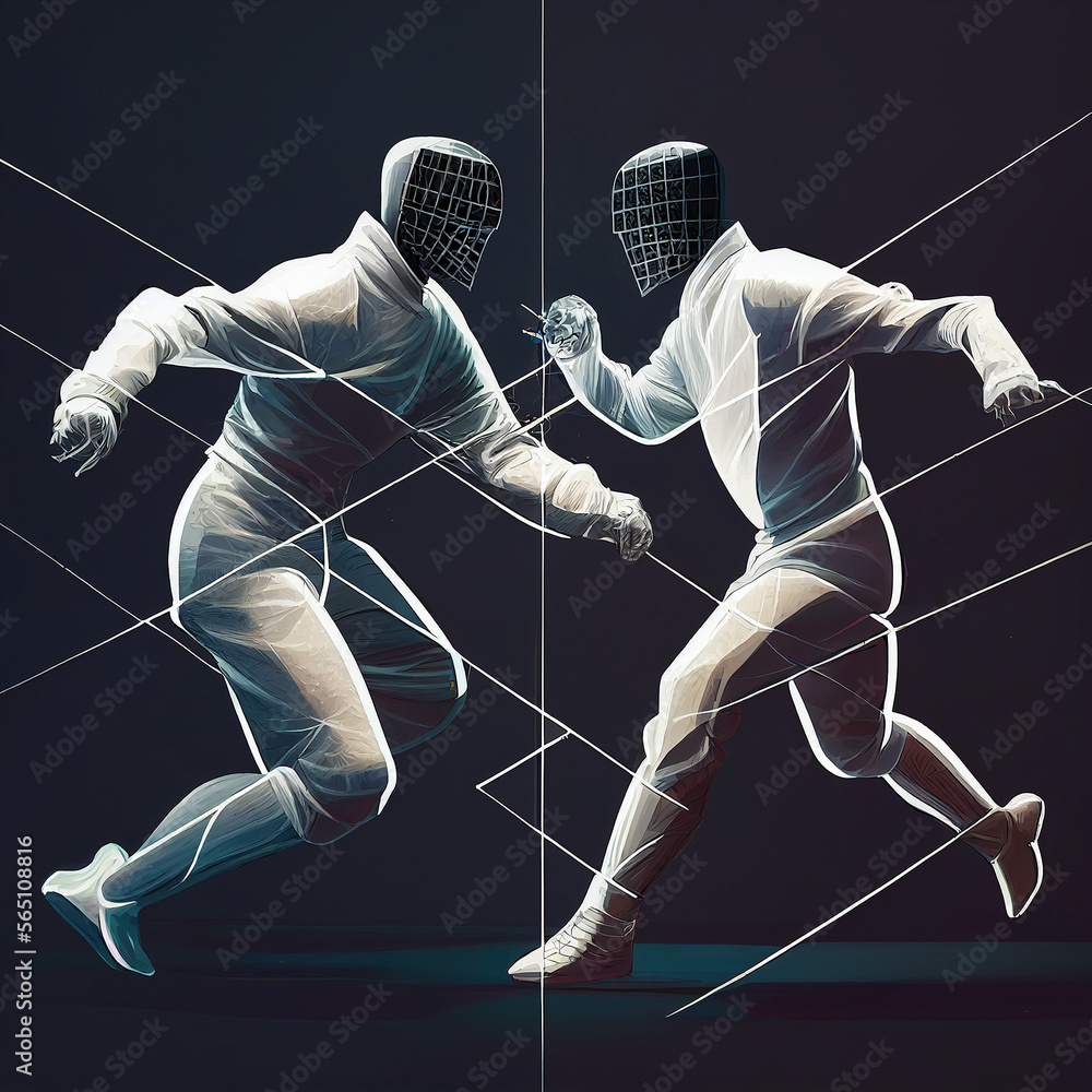 fencing illustrations showcasing the dynamic movements of the fighting ...