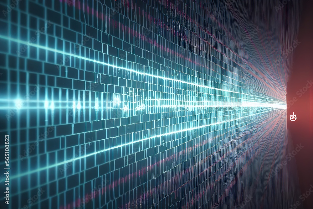 Futuristic data flow, data transfer technology. Cyberpunk, big data and ...