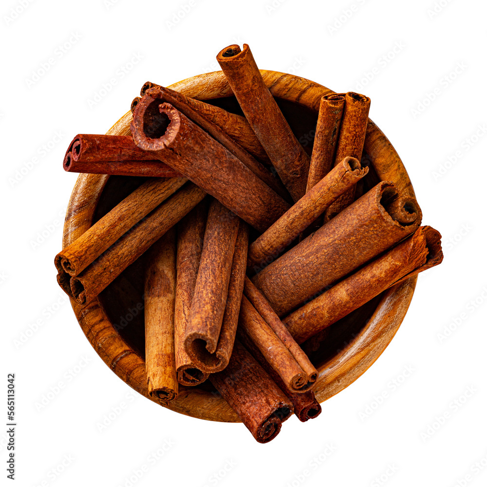 Cinnamon sticks in bamboo bowl, Stock Photo | Adobe Stock