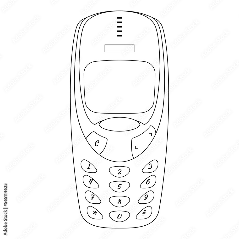 classic keypad mobile phones coloring pages vector, coloring pages for ...