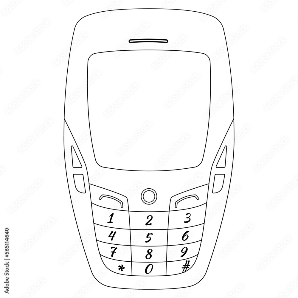 classic keypad mobile phones coloring pages vector, coloring pages for ...
